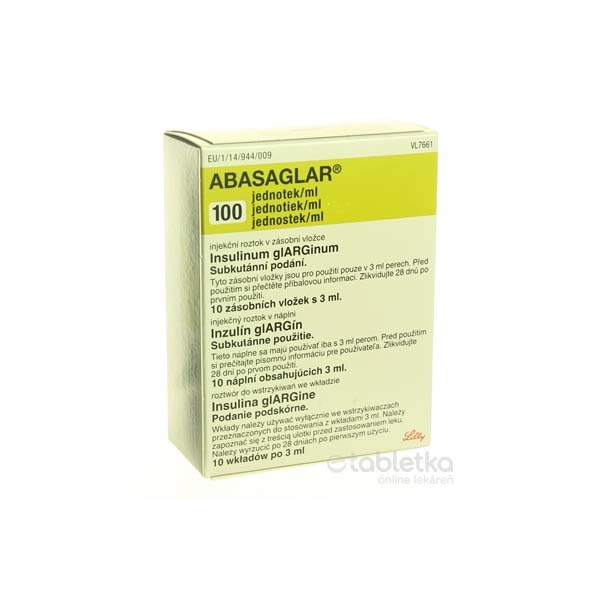 ABASAGLAR 100 jednotiek/ml injekčný roztok | etabletka