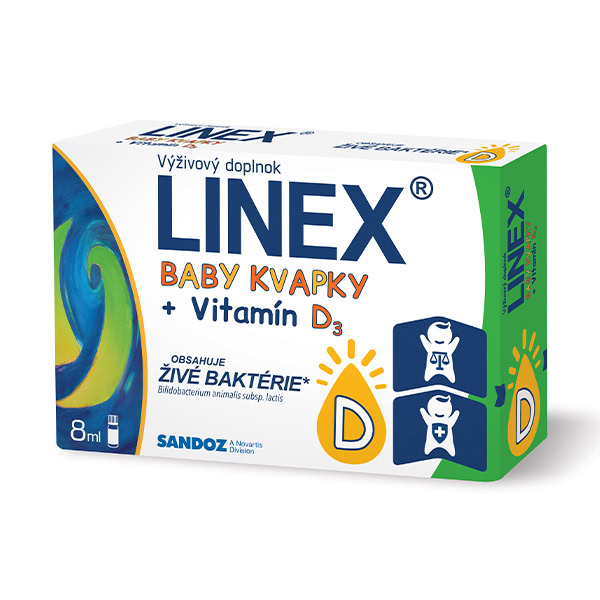 LINEX baby kvapky + vitamín D3, 8ml | etabletka