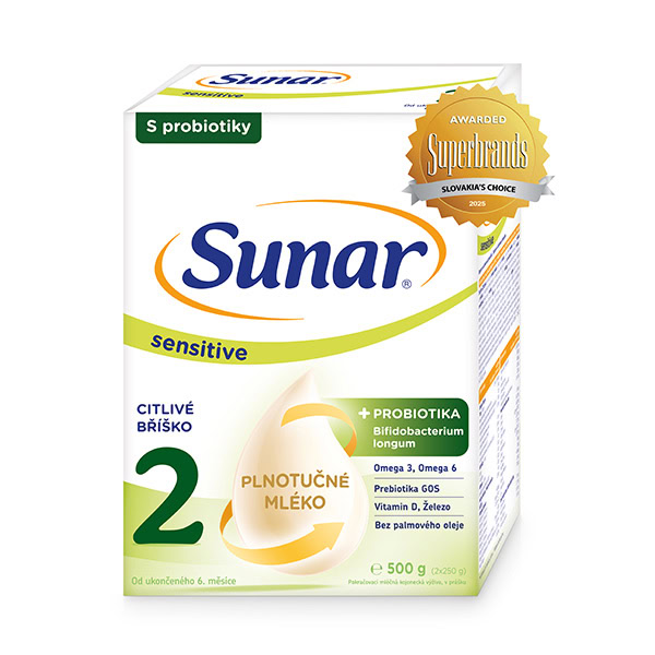 Sunar Sensitive 2 následná mliečna dojčenská výživa (6m+) 500g | etabletka
