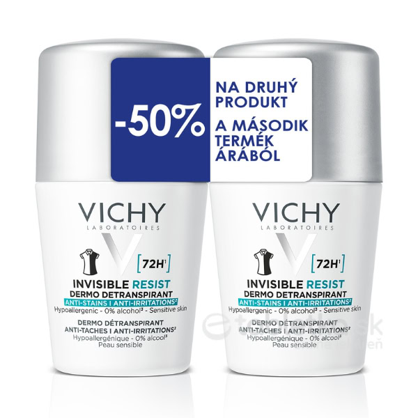 VICHY Invisible Resist 72H detranspirant proti zápachu, roll-on 2x50ml ...