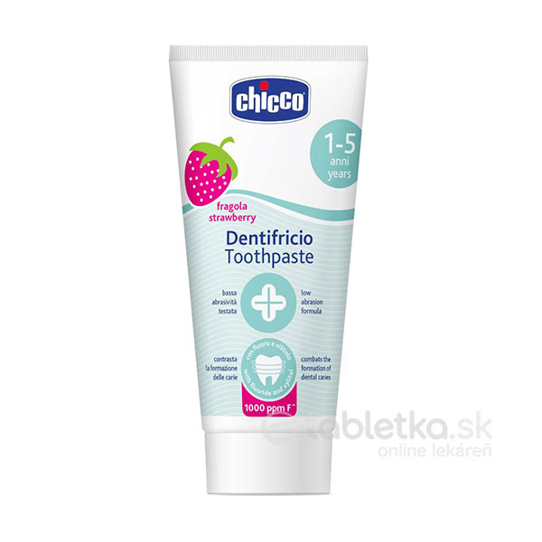 Chicco detská zubná pasta s fluórom Jahoda 1-5 rokov, 50ml | etabletka