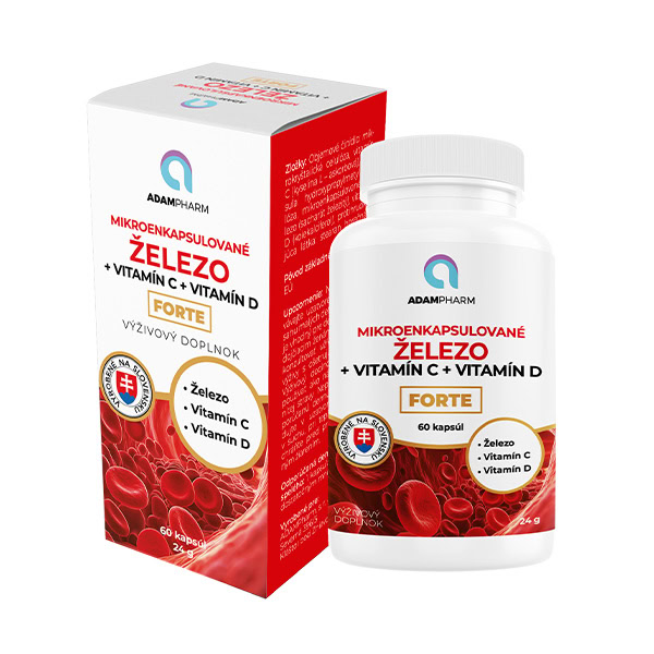 ADAMPharm Železo + Vitamín C + Vitamín D FORTE 60 kapsúl | etabletka